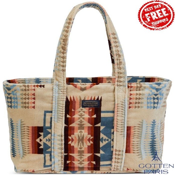 Pendleton | Bags | Pendleton Cotton Geometricprint Tieclose Terry Cloth Tote Bag Chief Joseph ...